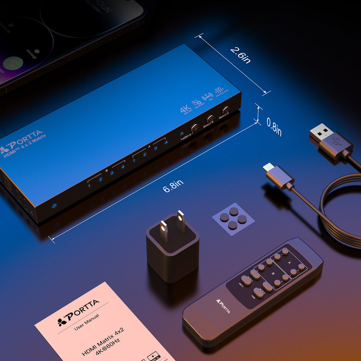 4x2 HDMI Matrix 4K/60Hz – PORTTA