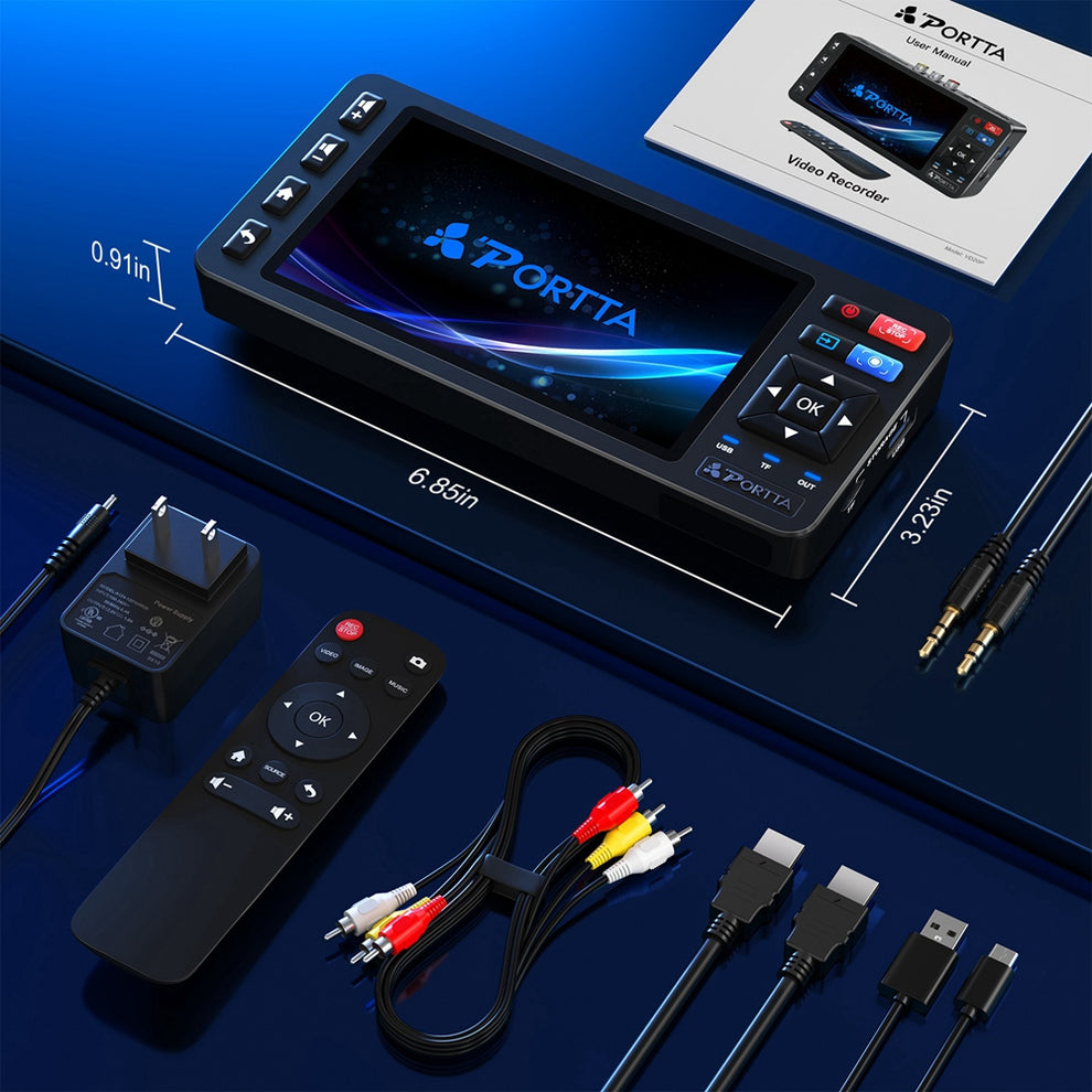 VHS to Digital Converter with 5" HD Screen AV + S-Video – PORTTA